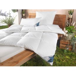 Häussling Daunenbettdecke HAEUSSLING "GRÖNLAND Made in Green", weiß, B:155cm L:220cm, Bezug: 100% Baumwolle. Füllung: 90% Entendaune, 10% Entenfeder, Bettdecken, hochwertiges Daunenprodukt" Made in Green" zertifiziert