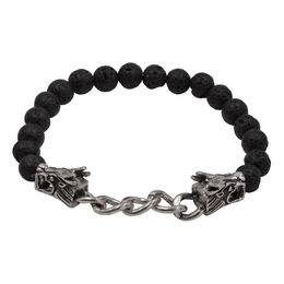Armband Steuer "Stretch mit schwarzen Lavasteinen", schwarz, Armbänder, Herren, 19cm, Metall