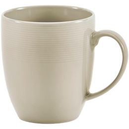 Becher Van Well "Kaffeebecher Jive, 400 ml, 6 Stück", beige, B:12,5cm H:10cm Ø:9cm, Porzellan, Trinkgefäße, dezentes Spiraldekor, spülmaschinen-und mikrowellengeeignet