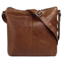 SPIKES & SPARROW Umhängetasche SPIKES & SPARROW, Damen, Gr. B/H/T: 26cm x 26cm x 6cm onesize, braun (cognac), Leder, leicht glänzend, unifarben, Taschen, echt Leder