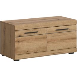 Sitzbank Inosign "SIENA, Breite 90 cm, 2 Türen, 2 Einlegeböden, 4 Fächer", eiche, B:90cm H:44cm T:40cm, Sitzbänke, Garderobenbank, Dielenbank, Bank, Flurbank, Kommode