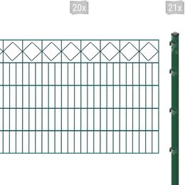 Doppelstabmattenzaun Arvotec "ESSENTIAL 100 zum Einbetonieren "Karo" mit Zierleiste", grün (dunkelgrün), H:100cm, Kunststoff, Stahl, Zaunelemente, Zaunhöhe 100 cm, Zaunlänge 2 - 60 m