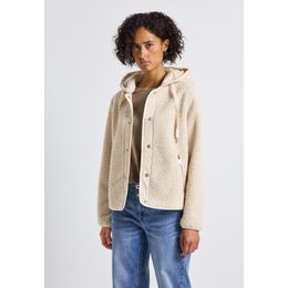Fellimitatjacke Street One, Damen, Gr. 44, beige (soft fawn beige), Stoff, 100% Polyester, unifarben, normal normal, ohne Ausschnitt, abgesteppt, Jacken
