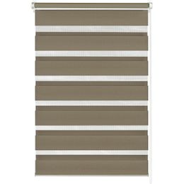 Doppelrollo Gardinia "Easyfix" Gr. 4, braun (mokka), B:120cm H:150cm, Polyester, Rollos, segmentweise gewebter Stoff