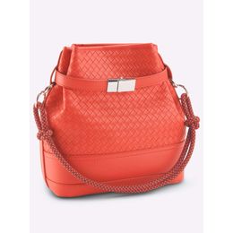 Handtasche Heine, Damen, Gr. B/H/T: 25cm x 30cm x 11cm, orange (koralle), Metall, Microfaser, Textil, Viskosemischung, unifarben, Taschen