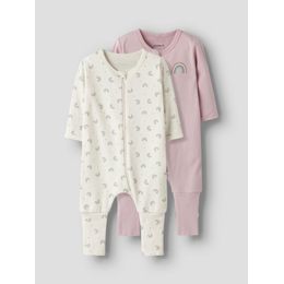 Schlafanzug name it "NBFNIGHTSUIT 2P ZIP FF JET RAINBOW NOOS", Kinder, Gr. 80, jet stream pack:w, burnished lila, Jersey, Obermaterial: 100% Baumwolle, bedruckt, regular fit normal, Rundhals, eingefasste Kante, Homewear-Sets