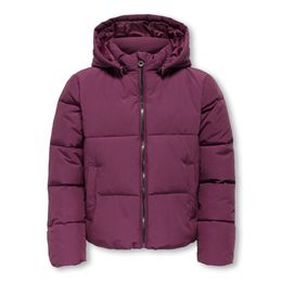 Steppjacke KIDS Only "KOGDOLLY SHORT PUFFER JACKET OTW", Mädchen, Gr. 128, mauve wine, Web, Steppware, Obermaterial: 60% Polyester, 40% Nylon, unifarben, casual, normal, Langarm, Jacken