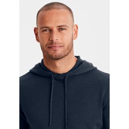 H.I.S. Hoodie H.I.S "Strickpullover mit Kapuze", Herren, Gr. XL (56/58), blau (navy), Feinstrick, Obermaterial: 60% Baumwolle, 40% Polyester, unifarben, regular fit normal, Rundhals, Strickbündchen, Sweatshirts, Feinstrick aus pflegeleichter Baumwollmischung