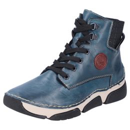 Winterboots Rieker, Damen, Gr. 38, blau (petrol), Elastischer Einsatz, Lederimitat, Schuhe, mit Stretch am Schaft