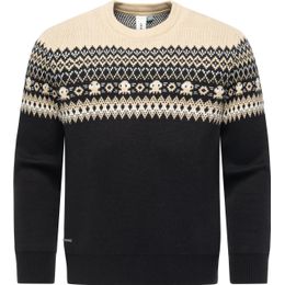 Norwegerpullover Ragwear "Norwen", Herren, Gr. XL (54), schwarz, Strick, Material: 60% Baumwolle; 40% Acryl, Basic, gerade hüftlang, Rundhals, eng Rippstrickbündchen, Pullover, Warmer Norweger Herren Strickpullover