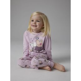 Schlafanzug name it "NMFDYRIS PEPPA LS NIGHTSET NOOS CPLG", Kinder, Gr. 110 (116), rosa (winsome orchid), Jersey, Obermaterial: 95% Baumwolle, 5% Elasthan, bedruckt, regular fit knöchellang, Rundhals, abgesteppte Kante, Homewear-Sets, mit Peppa Wutz Druck