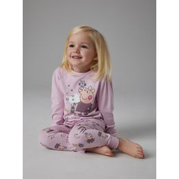 Schlafanzug name it "NMFDYRIS PEPPA LS NIGHTSET NOOS CPLG", Mädchen, Gr. 98 (104), rosa (winsome orchid), Jersey, Obermaterial: 95% Baumwolle, 5% Elasthan, bedruckt, regular fit knöchellang, Rundhals, abgesteppte Kante, Homewear-Sets, mit Peppa Wutz Druck