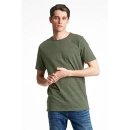 T-Shirt LINDBERGH, Herren, Gr. S, grün (dusty army mix), Obermaterial: 60% Baumwolle, 40% Polyester, meliert, relaxed fit normal, Rundhals, Shirts, mit Rundhalsausschnitt