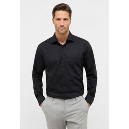 Langarmhemd Eterna "MODERN FIT", Herren, Gr. 42, Normalgrößen, schwarz, Popeline, 100% Baumwolle, tailliert, Manschette, Hemden, NON IRON (bügelfrei)