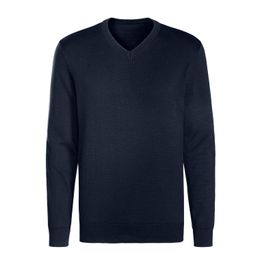 H.I.S. Strickpullover H.I.S, Herren, Gr. M (48/50), blau (navy), Feinstrick, Obermaterial: 60% Baumwolle, 40% Polyester, unifarben, Basic, regular fit normal, V-Ausschnitt, Strickbündchen, Pullover, mit V-Ausschnitt, Pullover aus Feinstrick, Baumwollmischung