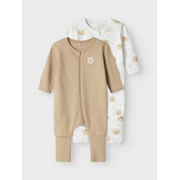 Schlafoverall name it "NBNNIGHTSUIT für Jungen mit süßem Print im 2er-Pack", Baby, Gr. 92, braun (oxford tan), Jersey, Obermaterial: 100% Baumwolle, bedruckt, regular fit, Overalls, bedruckt, casual, regular fit, Baumwolle, Rundhals