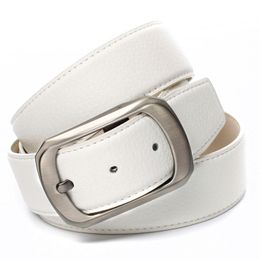 Ledergürtel Anthoni Crown, Damen, Gr. 100, weiß, Leder, unifarben, Gürtel, mit matter Schließe, bombiert