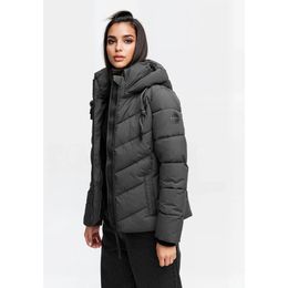Winterjacke Marikoo "Sahnemausii", Damen, Gr. L, anthrazit, Obermaterial: 100% Polyester; Futter: 100% Polyester; Wattierung: 100% Polyester; Ärmelfutter: 100% Polyester, Jacken, mit abnehmbarer Kapuze und hohem Kragen