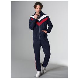 Freizeitanzug TRIGEMA "TRIGEMA Jogginganzug im sportlichen Look", Herren, Gr. XXL, blau (navy), 70% Baumwolle, 30% Polyester, Sportanzüge
