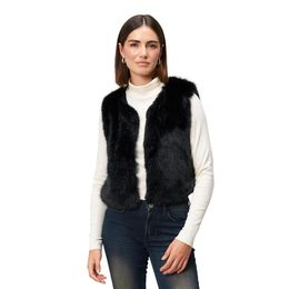 Jackenblazer Zero "Damen Weste in Felloptik", Damen, Gr. L, schwarz beauty, Obermaterial: 100% Polyester. Ärmelfutter: ohne Futter., unifarben, figurbetont hüftlang, Blazer, Plain/ohne Details
