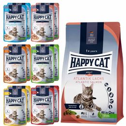 Happy Cat Culinary Adult Atlantik Lachs 10 kg + Mischtray 1 Happy Cat Pouches 12x85g gratis
