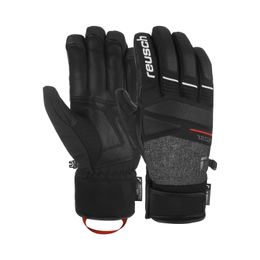Skihandschuhe Reusch "Thunder R-TEX XT", Damen, Gr. 11, rot (schwarz, rot), 80% Polyester, 14% Ziegenleder, 3% Polyurethan, 3% Elasthan, unifarben, Handschuhe, mit wasser- und winddichter Membran