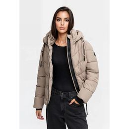 Winterjacke Marikoo "Sahnemausii", Damen, Gr. L, beige (taupe grau), Obermaterial: 100% Polyester; Futter: 100% Polyester; Wattierung: 100% Polyester; Ärmelfutter: 100% Polyester, Jacken, mit abnehmbarer Kapuze und hohem Kragen
