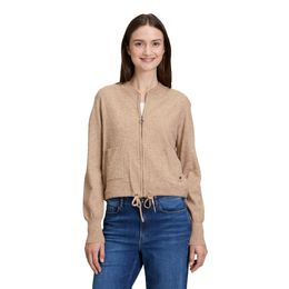 BETTY & CO Strickjacke BETTY & CO "Damen Strick-Cardigan mit Reißverschluss", Damen, Gr. 36, braun (camel melange), Strick, Obermaterial: 50% Viskose, 27% Polyamid, 23% Polyester., lässig geschnitten normal, Strickjacken, Struktur