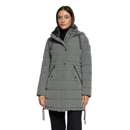 Steppjacke Gil Bret, Damen, Gr. 44, grau (salvia), Web, Obermaterial: 100% Polyester, unifarben, figurbetont kniefrei, Rundhals, Jacken, mit abnehmbarer Kapuze