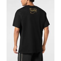 T-Shirt Plein Sport "T-Shirt Rundhalsausschnitt Ss", Herren, Gr. L, 0293, schwarz, lightgold, Obermaterial: 100% Baumwolle, Shirts