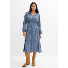 bonprix Midikleid aus flie&szlig;ender Viskose, blau, Viskose