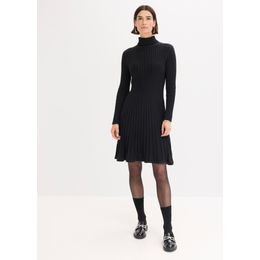 bonprix Strickkleid mit Rollkragen, schwarz