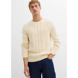 bonprix Grobstrick-Pullover mit Zopfmuster, beige