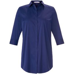Emilia Lay - Longbluse mit 3/4-Arm, blau, Gr. 46 / L - Baumwolle