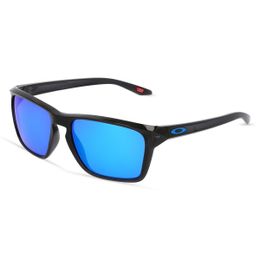 Oakley OO9448 SYLAS | Herren-Sonnenbrille | Fassung: Vollrand, Rectangular, Kunststoff, Schwarz | Glasfarbe: Blau