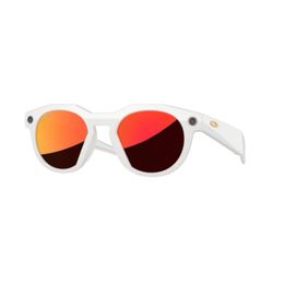 Oakley Meta OW8002 HSTN | Unisex Smarte Brille | Fassung: Rund, Kunststoff, Grau | Glasfarbe: Rot Verlaufend