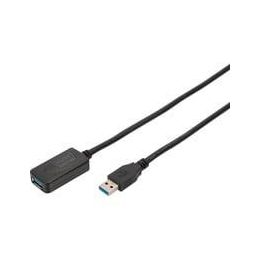 Digitus Aktives USB 3.2 Gen 1 Verl&auml;ngerungskabel, 5 Meter schwarz, Repeater Kabel