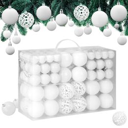 Casaria Weihnachtsbaumkugeln Weiß 100-tlg