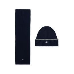 Gant Set: Schal und M&uuml;tze 'ESSENTIAL' Herren Gr&ouml;&szlig;e 55/60 navy / grau