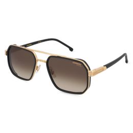 Carrera 1069/S | Herren-Sonnenbrille | Fassung: Vollrand, Quadratisch, Edelstahl, Schwarz Gold | Glasfarbe: Braun Verlaufend Mehrfarbig