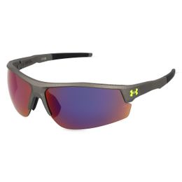 Under Armour UA SKILLZ/G | Herren-Sonnenbrille | Fassung: Vollrand, Quadratisch, Metall, Grau Metallic | Glasfarbe: Rot