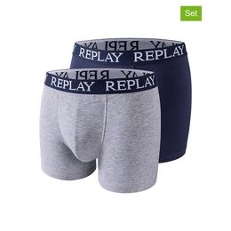 Anson Replay Underwear 2er-Set: Boxershorts in Grau/ Dunkelblau - 47% | Größe M | Herren-waesche