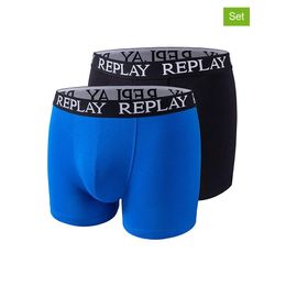 Anson Replay Underwear 2er-Set: Boxershorts in Blau/ Schwarz - 47% | Größe XL | Herren-waesche