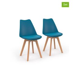 IDOMYA Factory 2er-Set: Esszimmerstühle "Nordia" in Blau - (B)46 x (H)79,5 x (T)51 cm - 46% | Sitzmoebel