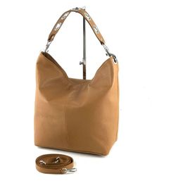 Marlon Leder-Schultertasche "Tamara" in Camel - (B)40 x (H)33 x (T)15 cm - 74% | Damen-taschen