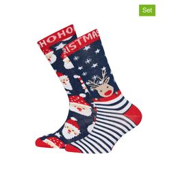 Ewers 2er-Pack: Socken Weihnachten/Rentier in Dunkelblau/ Rot - 21% | Größe 39-42 | Babysocken-strumpfhosen