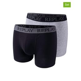Anson Replay Underwear 2er-Set: Boxershorts in Schwarz/ Grau - 47% | Größe XL | Herren-waesche
