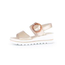 Gabor Leder-Keilsandaletten in Beige - 64% | Größe 38,5 | Damen-sandalen
