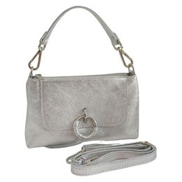 Florence Bags Leder-Schultertasche "Embros" in Silber - (B)23 x (H)15 x (T)6 cm - 77% | Damen-taschen