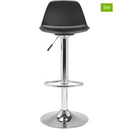 IDOMYA Factory 2er-Set: Barhocker "Karl" in Schwarz/ Silber - (B)42 x (H)104 x (T)39 cm - 55% | Sitzmoebel